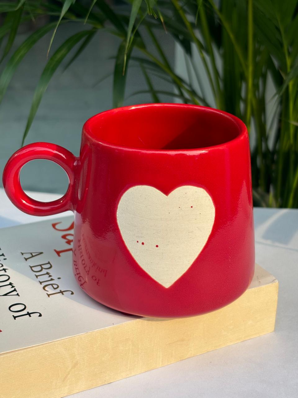 Big Red Heart Narrow Coffee Mug with Saucer Combo (Set of 2) – House of ...