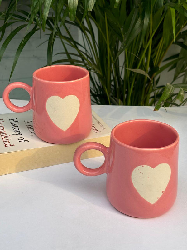 Big Pink Heart Narrow Coffee Mug – House of Ceramics