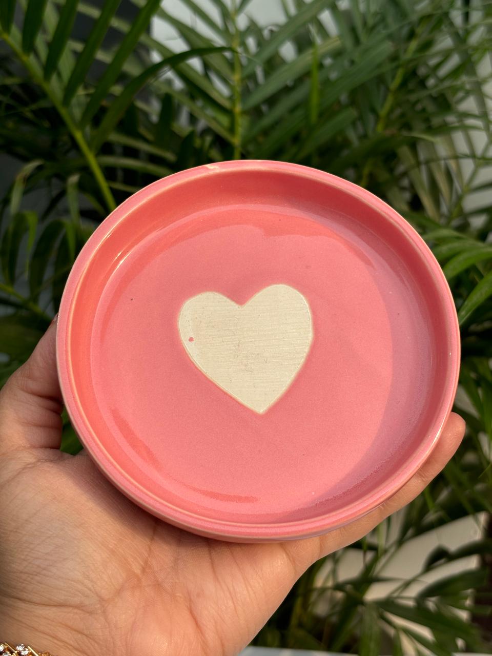 Pink Heart Snack Plate – House of Ceramics