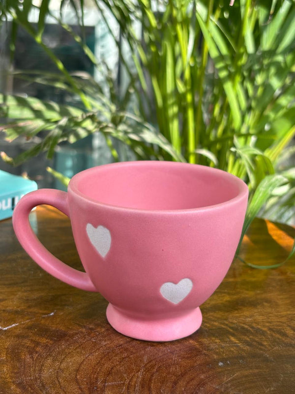 Pink Hearts Tea Cup – House of Ceramics