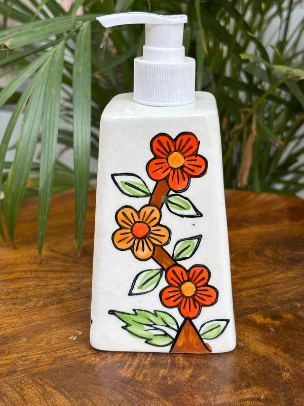 Red Orange Floral Hand-wash Dispenser – House of Ceramics