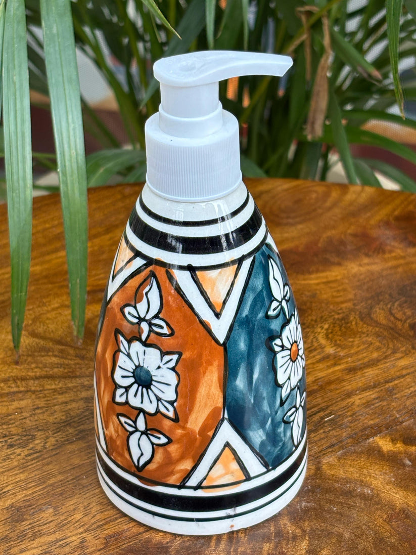 Orange Green Floral Hand-wash Dispenser (Round) – House of Ceramics