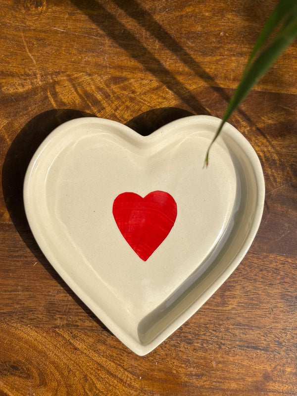 Big Red Heart Shape Snack Plate (Set of 2) – House of Ceramics